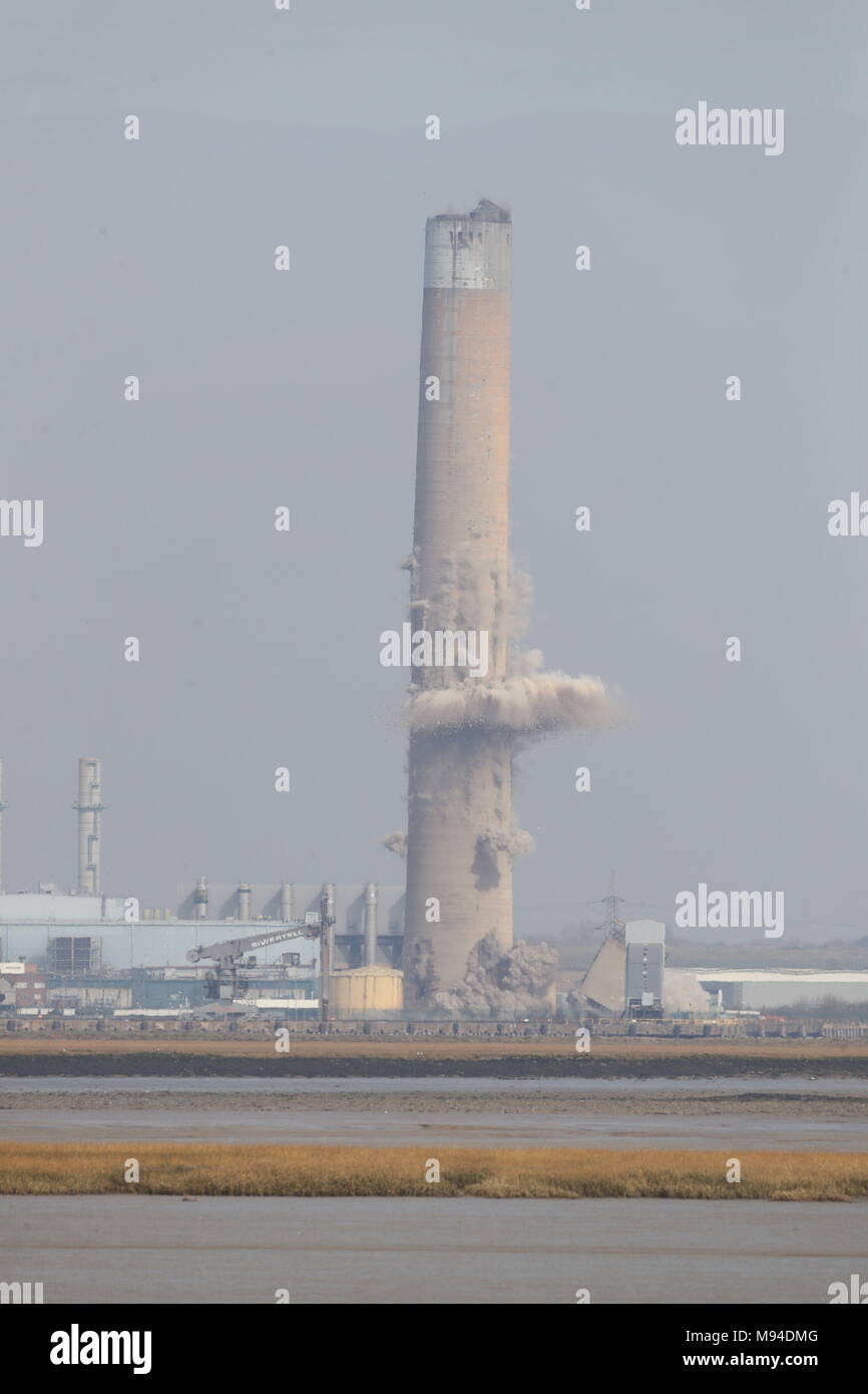 The chimney stack at Uniper's decommissioned, Kingsnorth Power Station ...