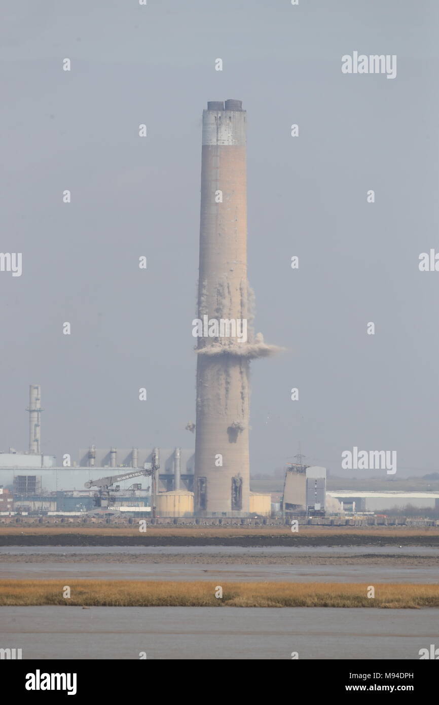 The chimney stack at Uniper's decommissioned, Kingsnorth Power Station ...