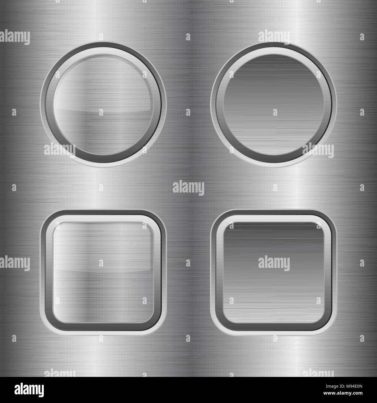 Square and round buttons. Metal brushed texture Stock Vector Image ...