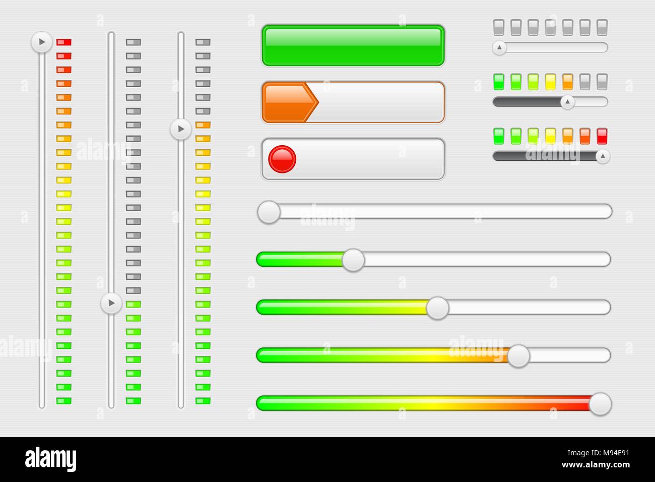 Interface web elements. Internet sliders, volume level bars Stock ...