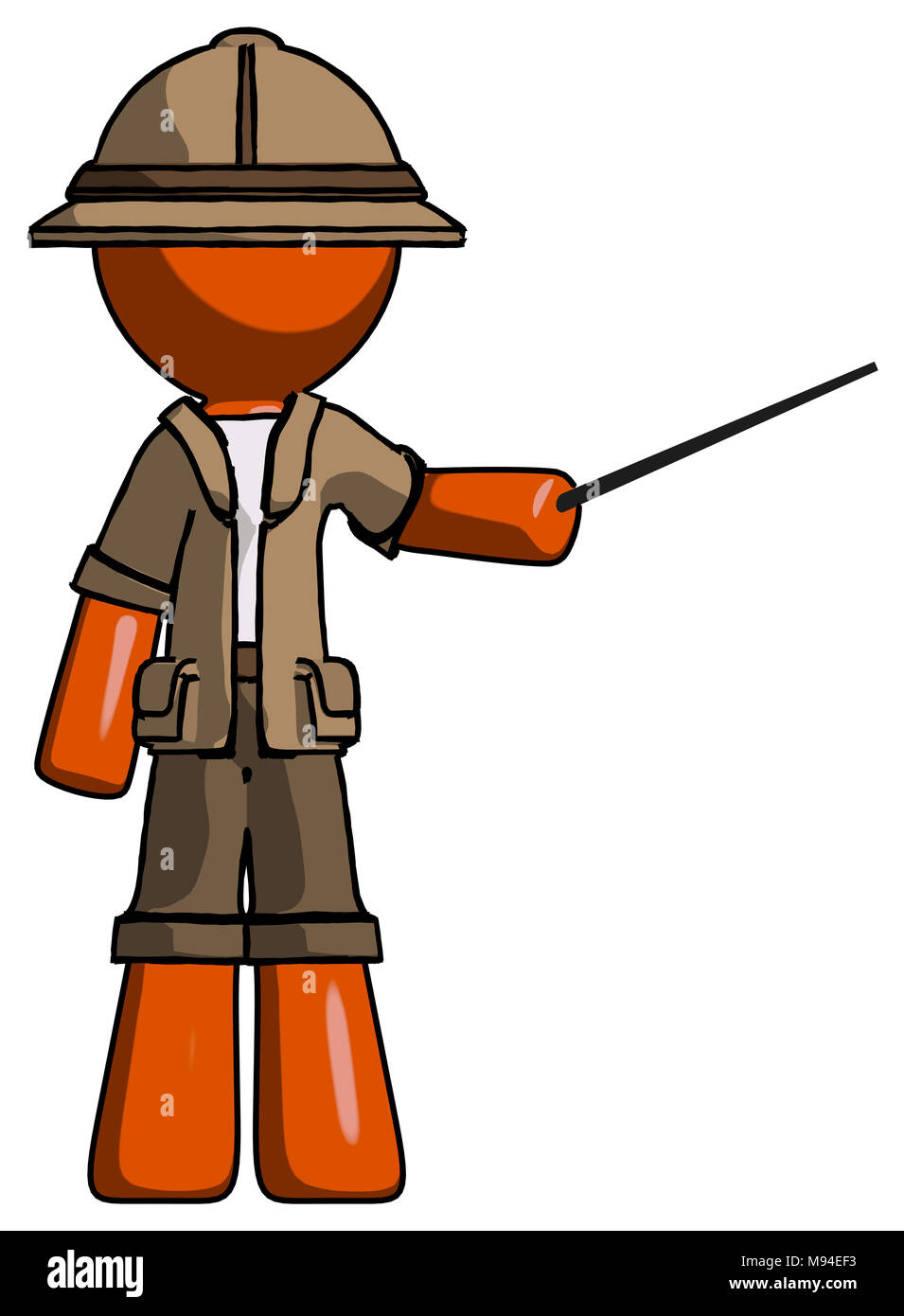 Orange explorer ranger man teacher or conductor with stick or baton ...