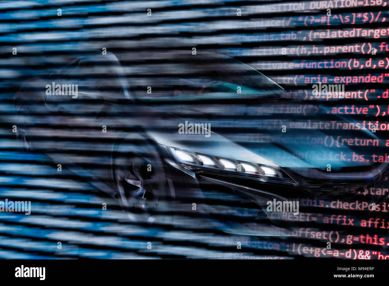 Futuristic car with digital code Stock Photo - Alamy
