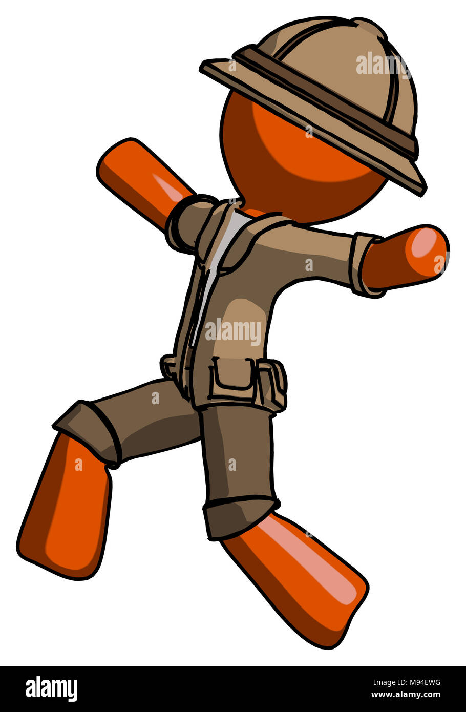 Orange explorer ranger man running away in hysterical panic direction ...