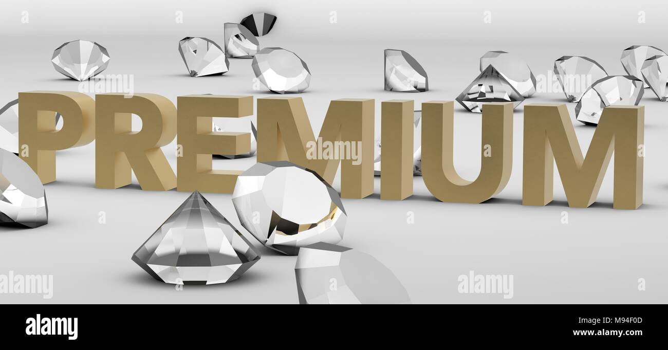 3D render illustreation of Premium Golden Title with diamonds Stock ...