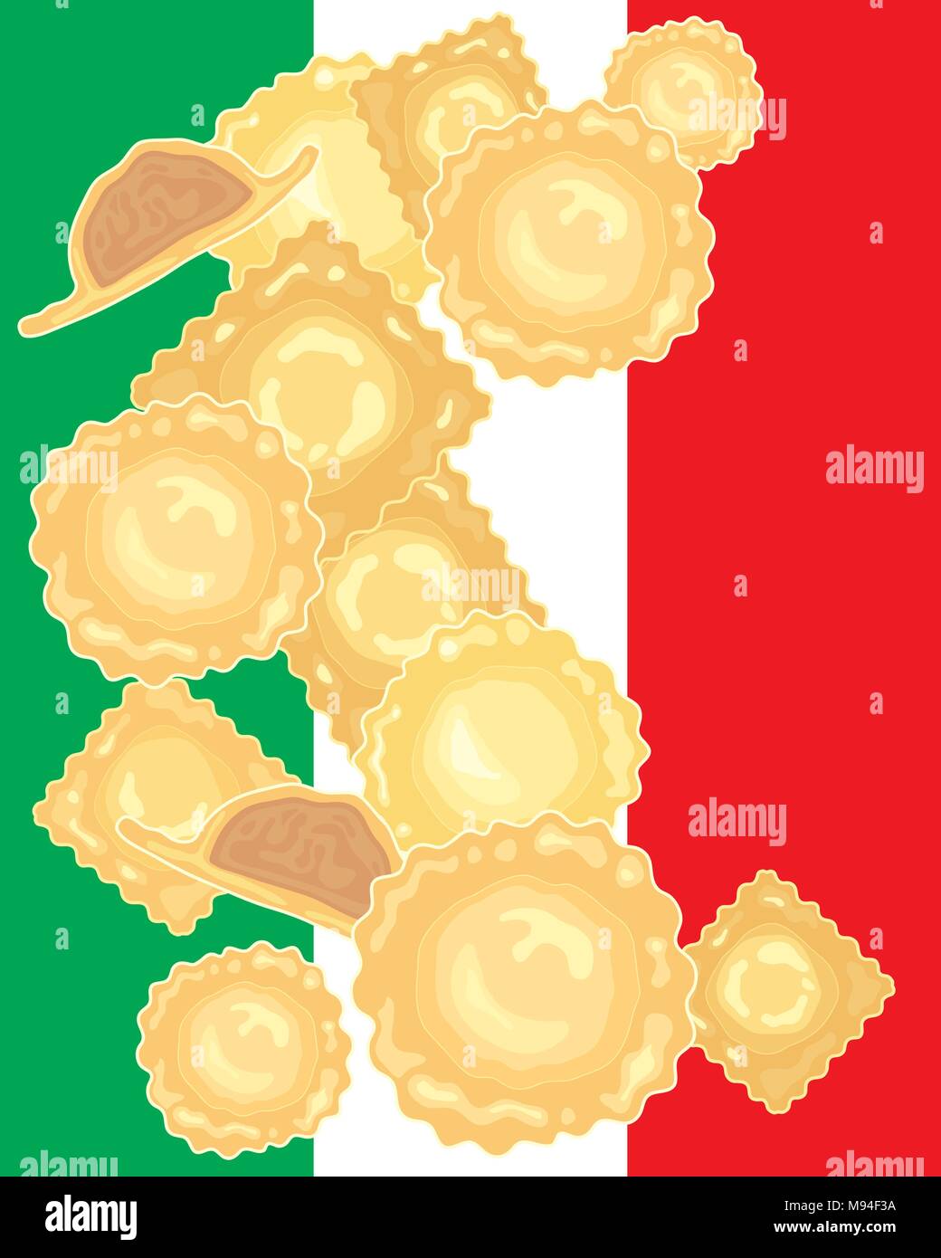 a vector illustration in eps format of square and round pasta ravioli ...