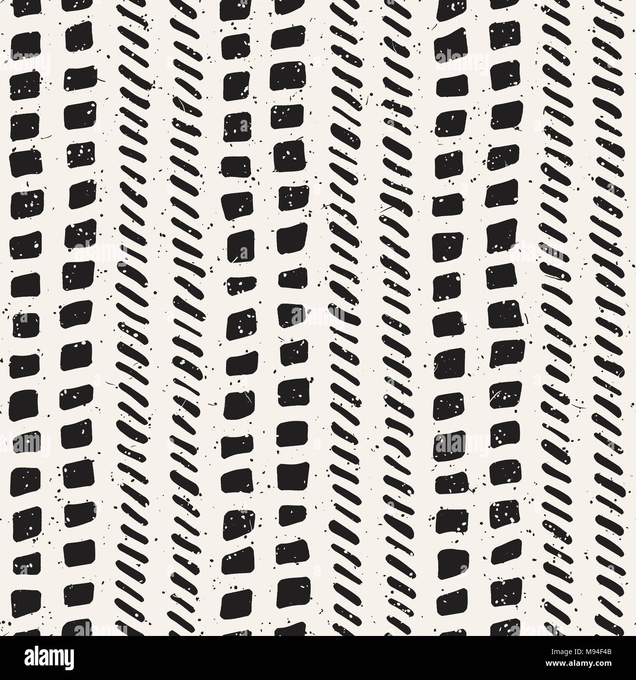 Hand drawn lines seamless grungy pattern. Abstract geometric repeating ...
