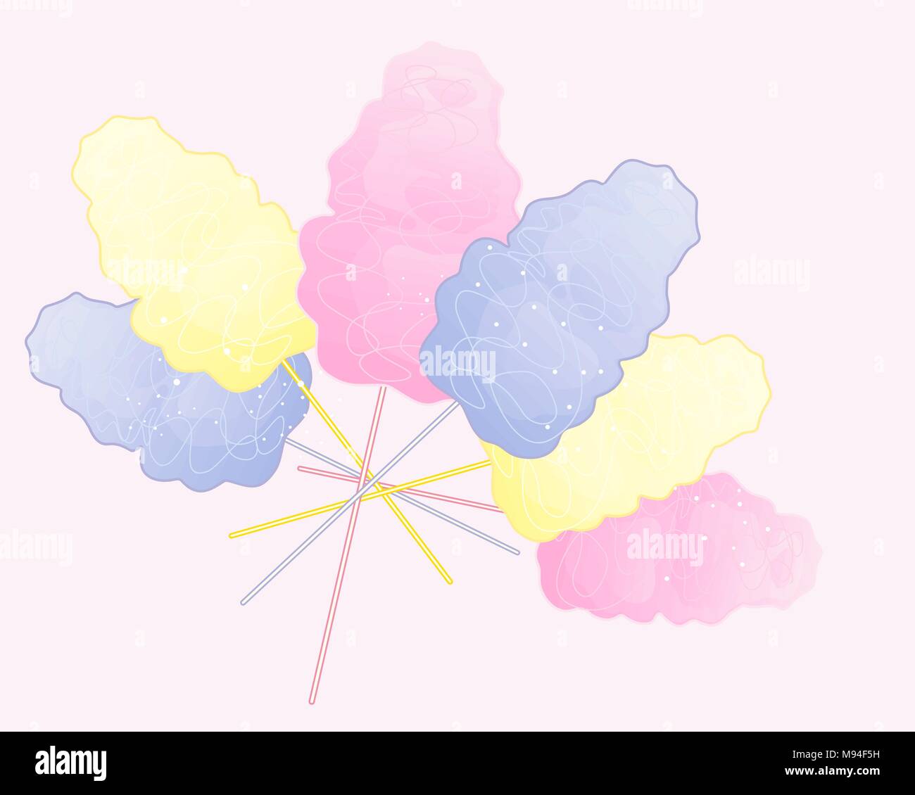 an illustration of a pastel color cotton candy advert on a sweet pink ...