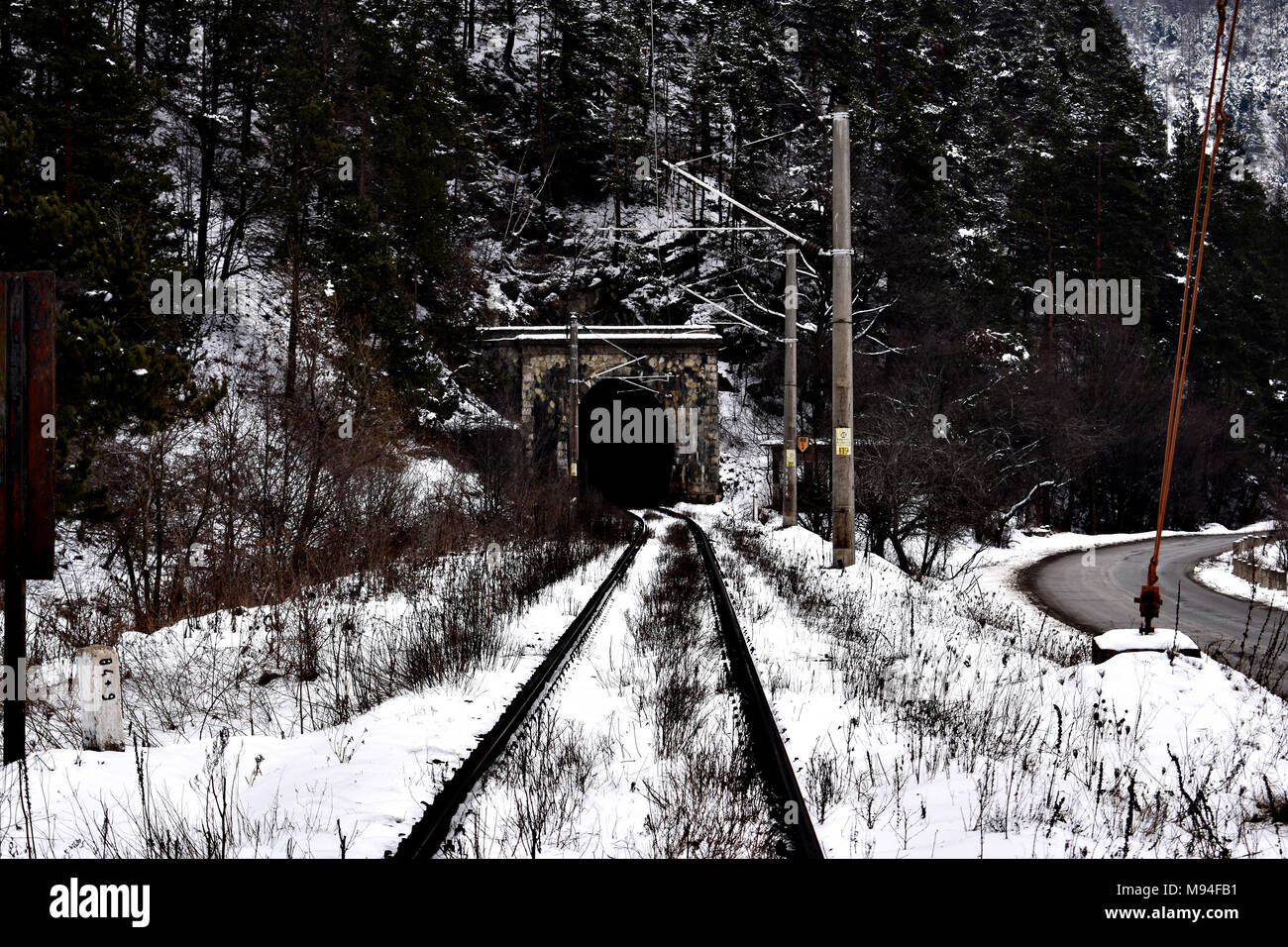 Railroad Tracks In Train Tunnel Stock Photo - Alamy