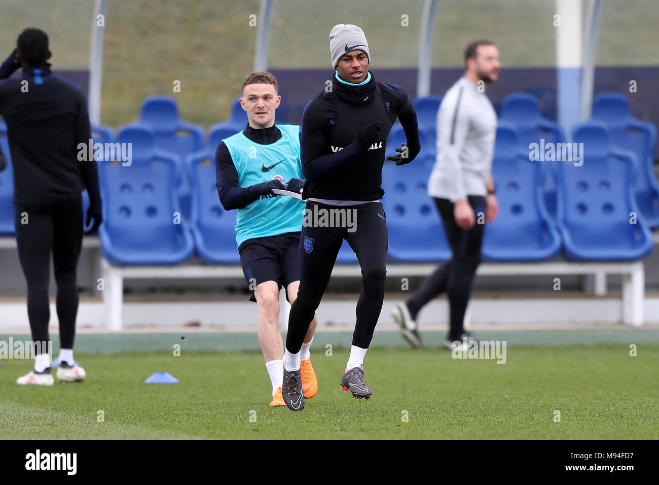 England's Marcus Rashford during a training session at St Georges' Park ...