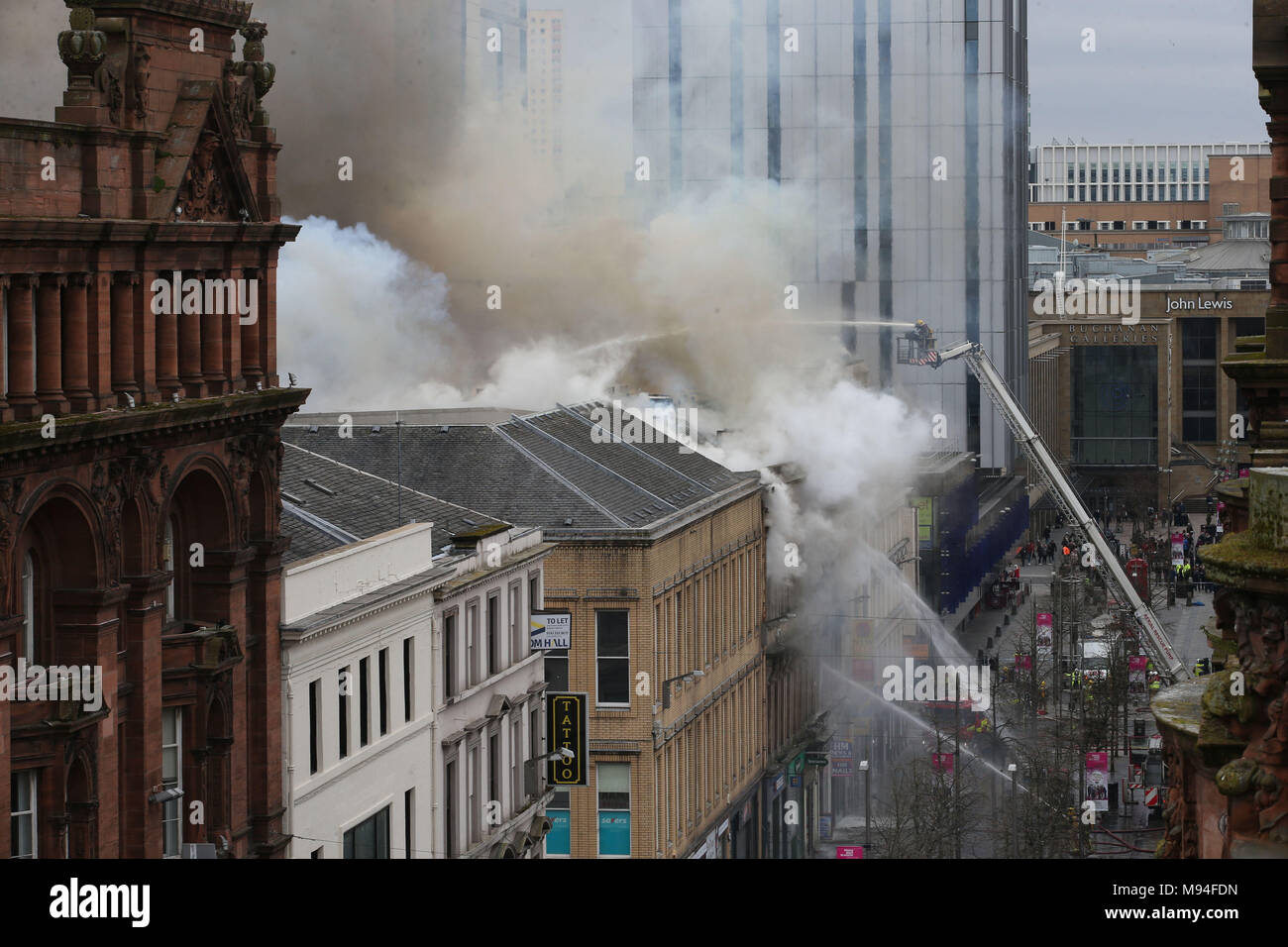The scene in Glasgow city centre where firefighters are tackling a ...
