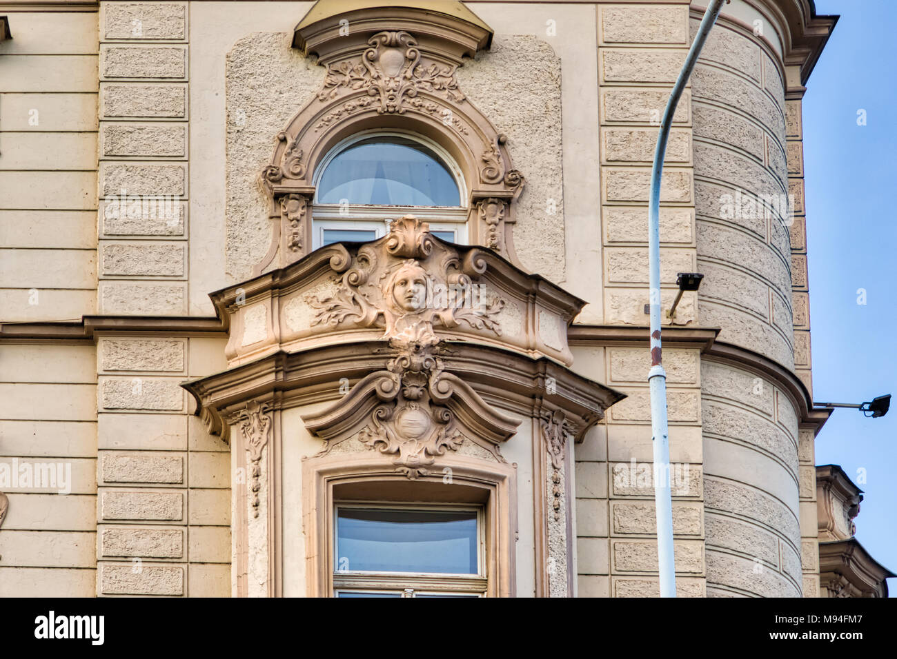 PRAGUE, CZECH REPUBLIC - AUGUST 27, 2018: sun lights ancient buildings ...