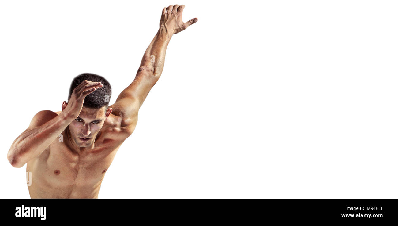 The studio shot of high jump athlete is in action Stock Photo - Alamy