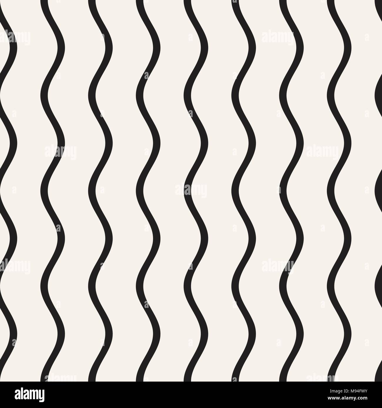 Vector Seamless Black and White Wavy Lines Pattern. Abstract Geometric ...