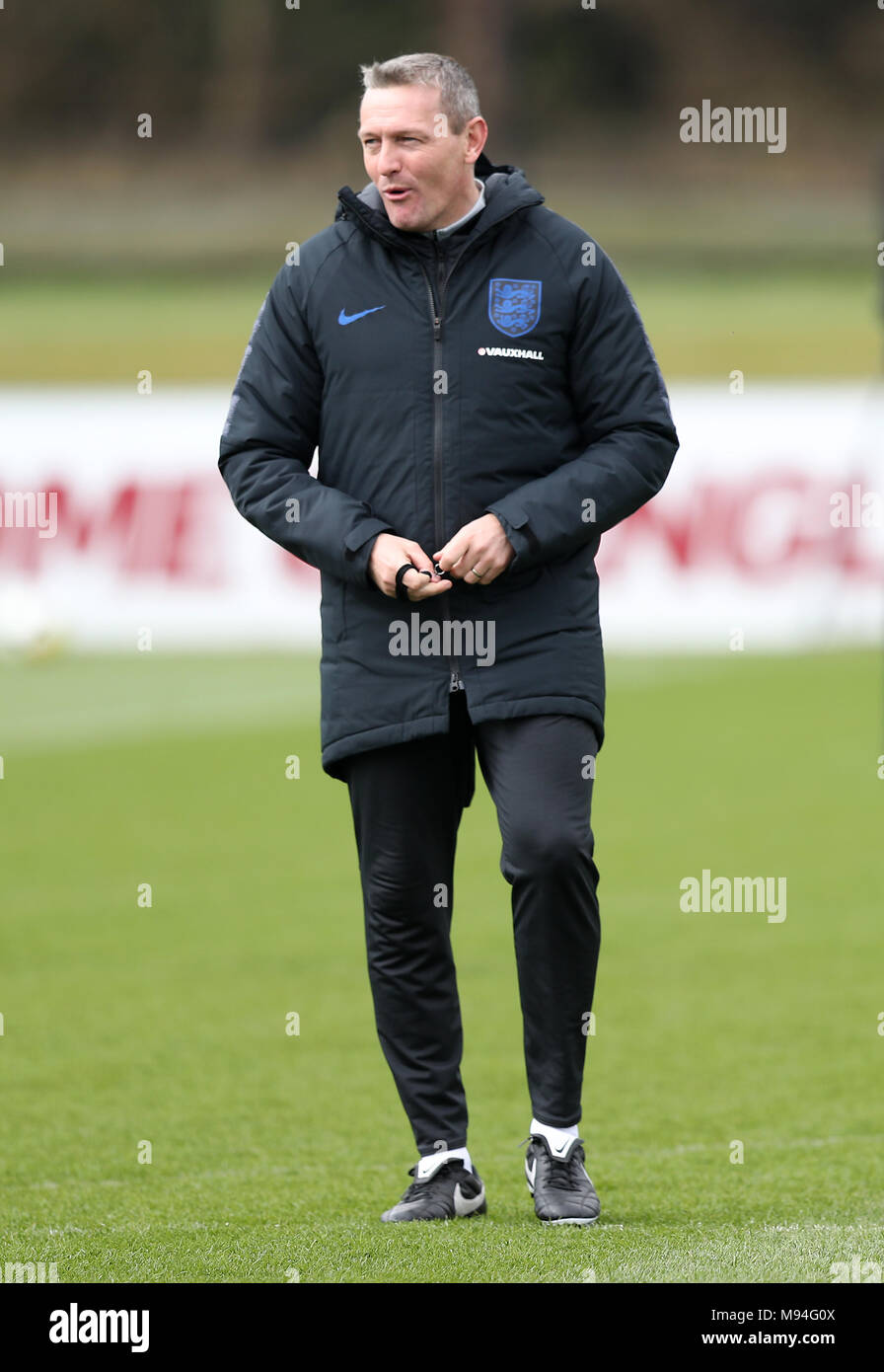 England U21 Manager Aidy Boothroyd during a training session at St ...