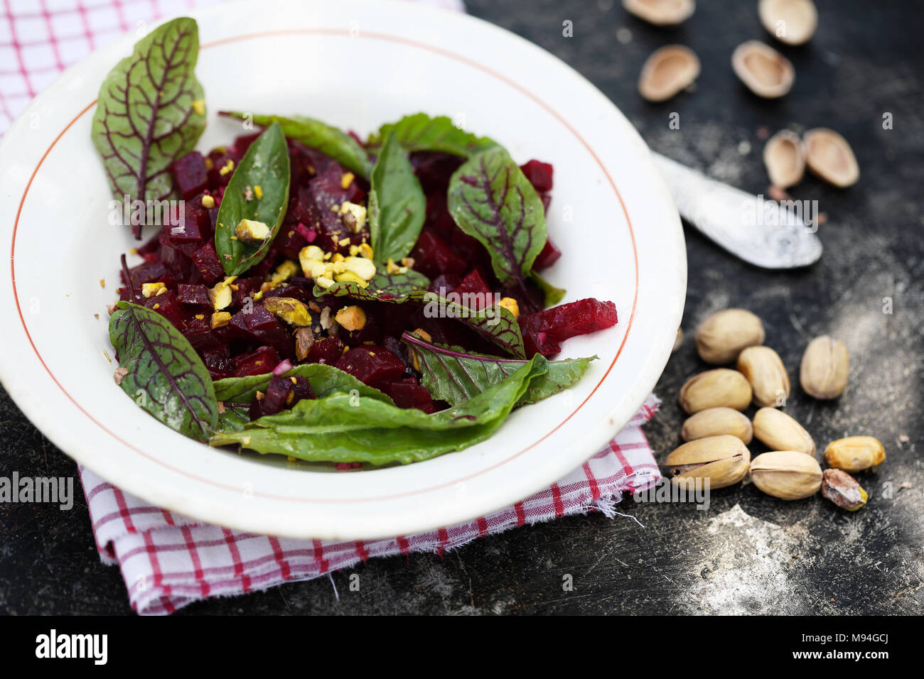 beet root salad with herbs Stock Photo - Alamy