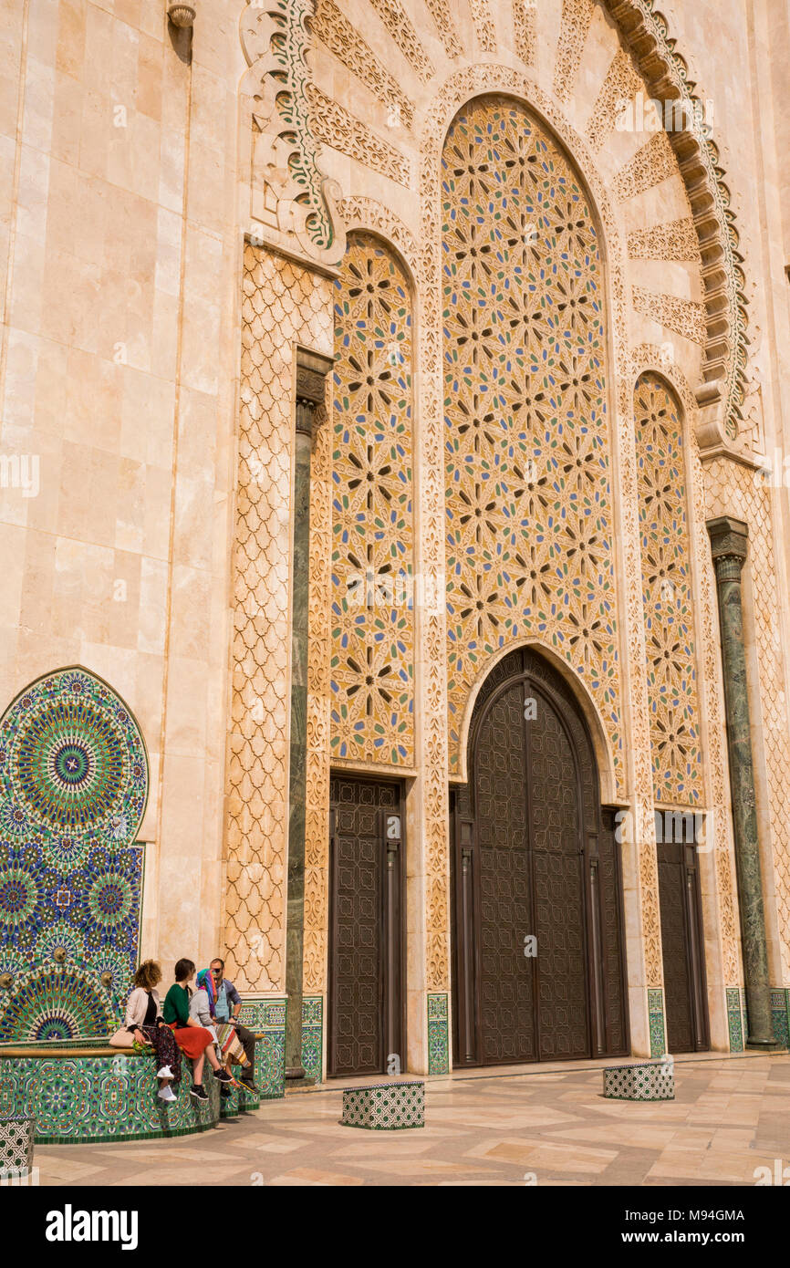 Morocco, Casablanca, the Hassan II Mosque ornately decorated doors ...