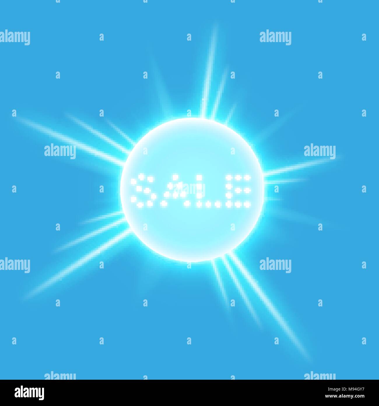 Sale glowing neon sign on the blue background. Light vector background ...