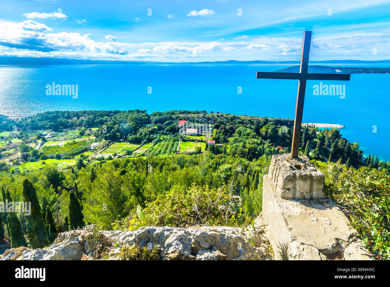 Colorful scenic view at coastal town Split, Croatia Mediterranean Stock ...