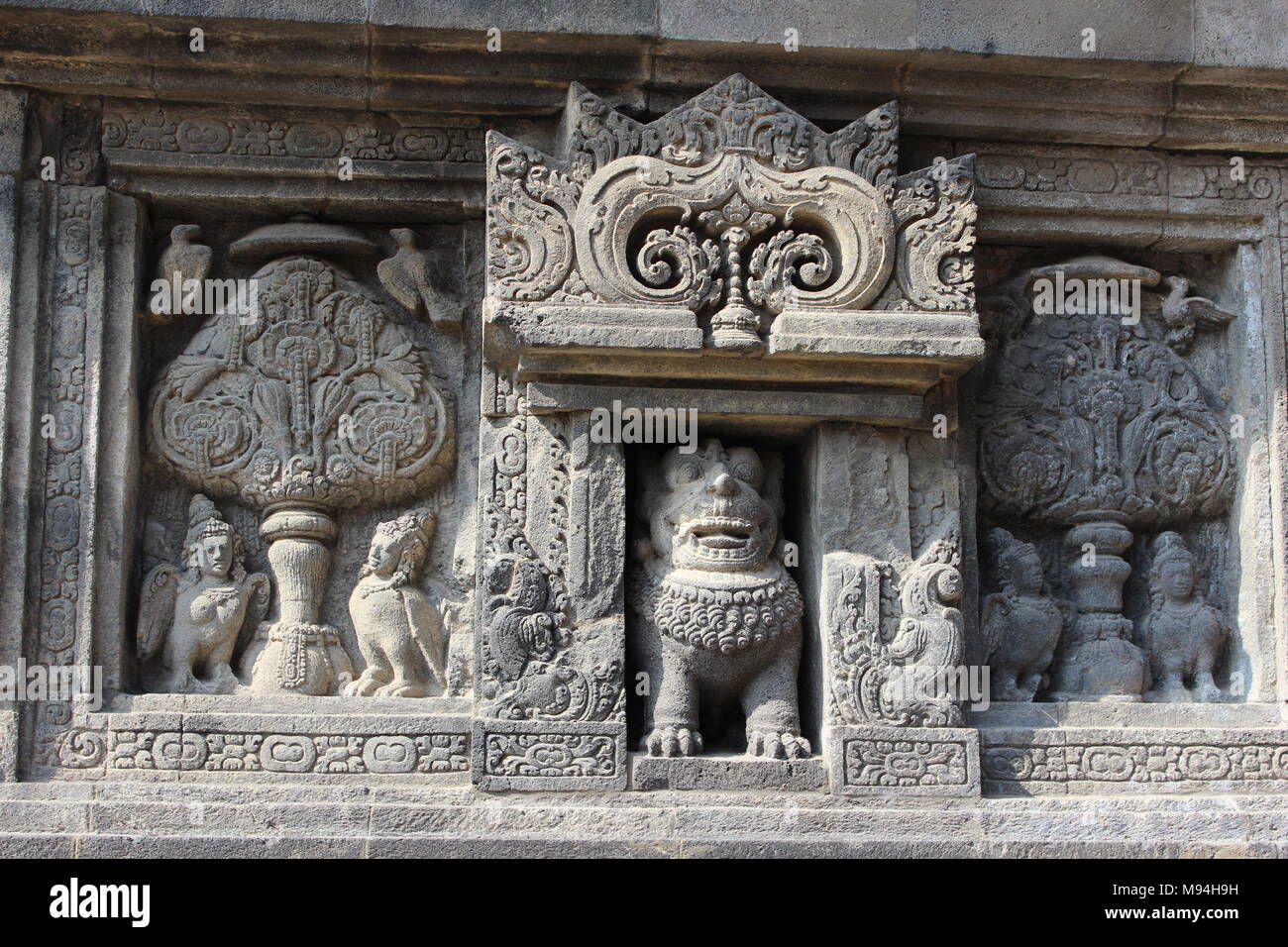 detailed sculpture of the reliefs of Prambanan temple, one of the most ...