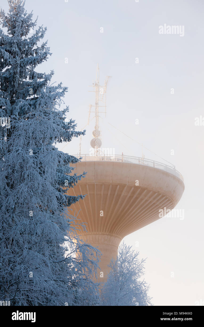 Water tower in cold winter weather Stock Photo - Alamy