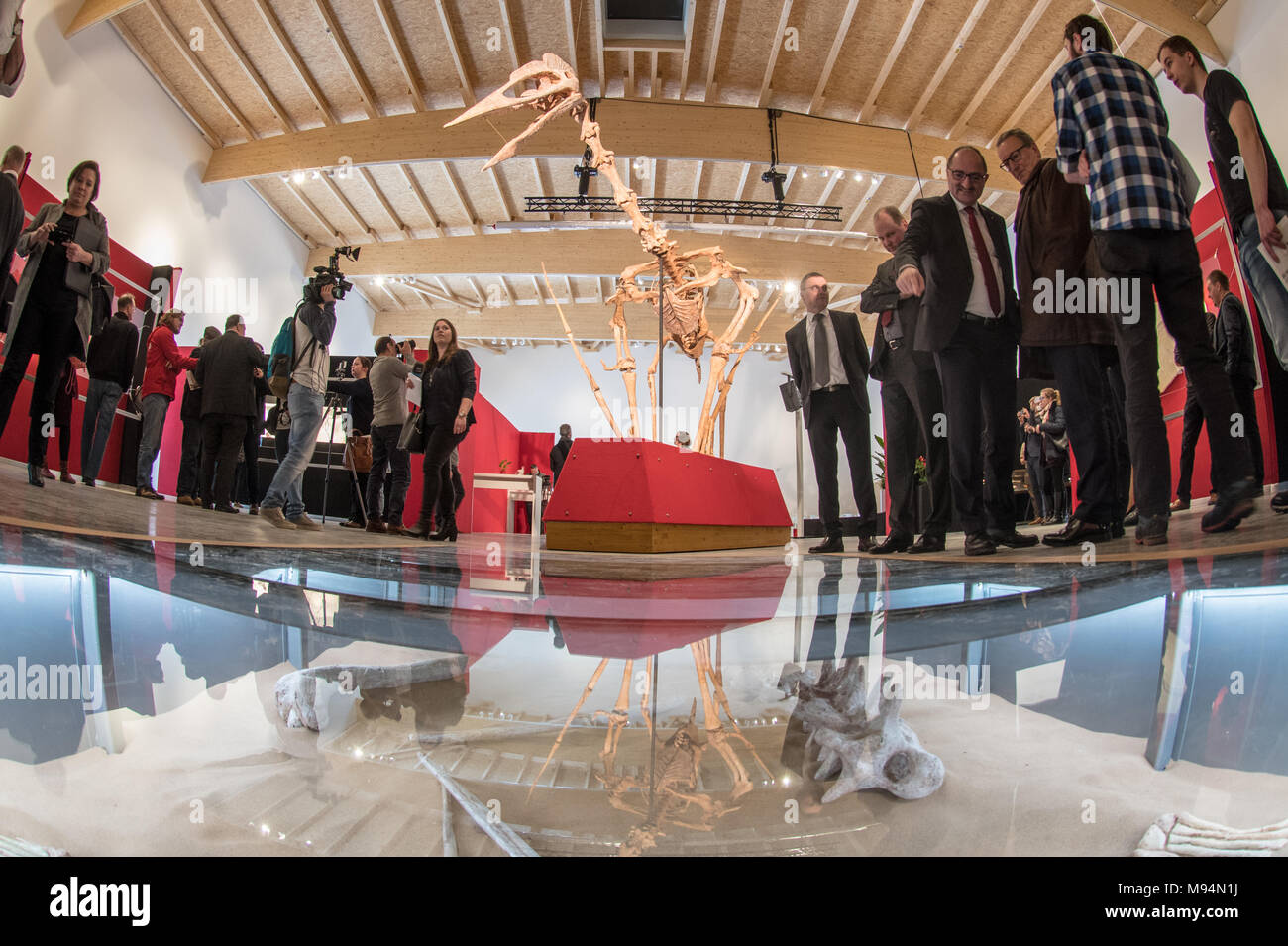 Denkendorf, Germany. 22 March 2018, The model of a huge flying dinosaur ...