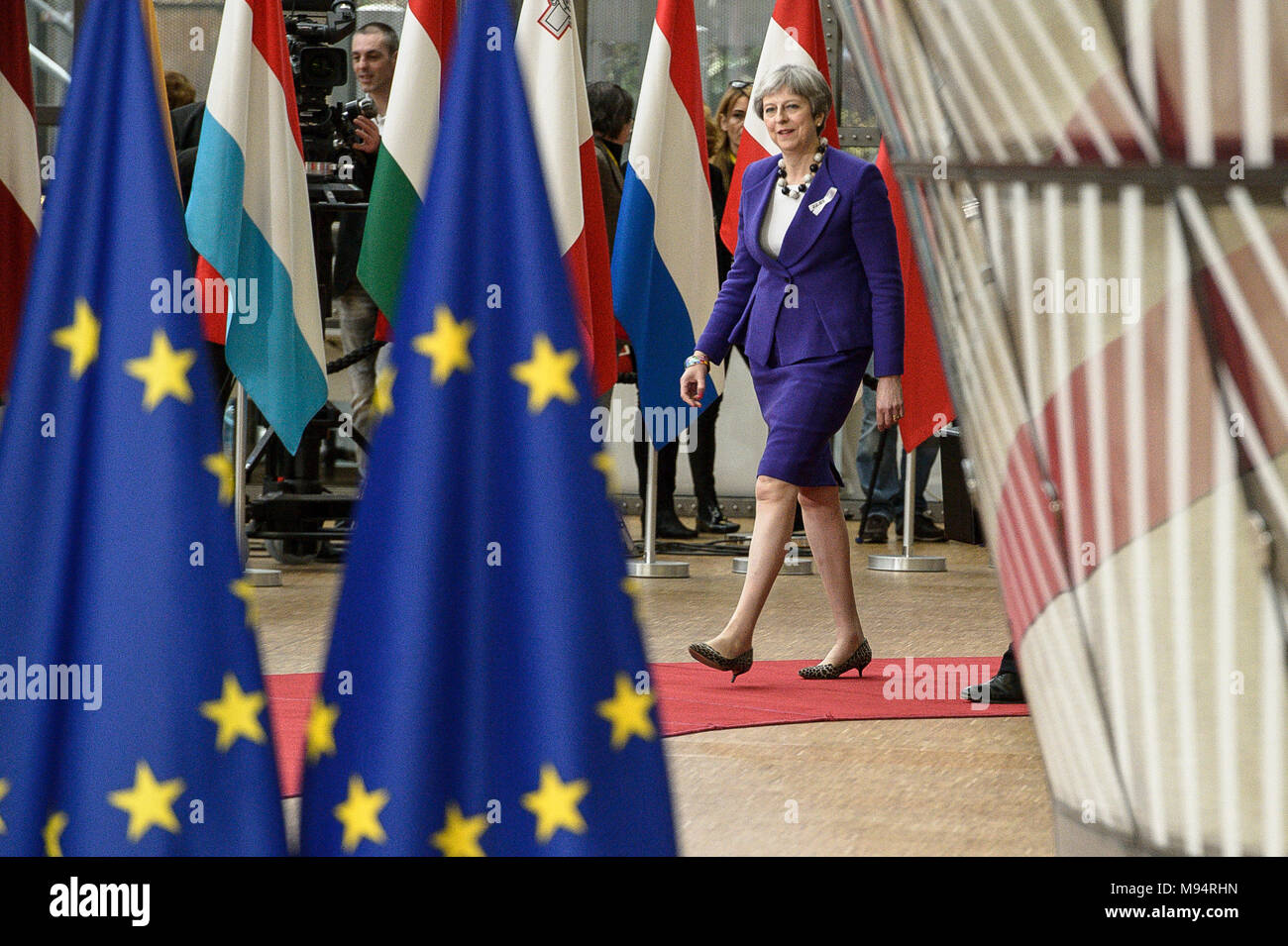 British Prime Minister Theresa May arrives for the European Council, EU ...