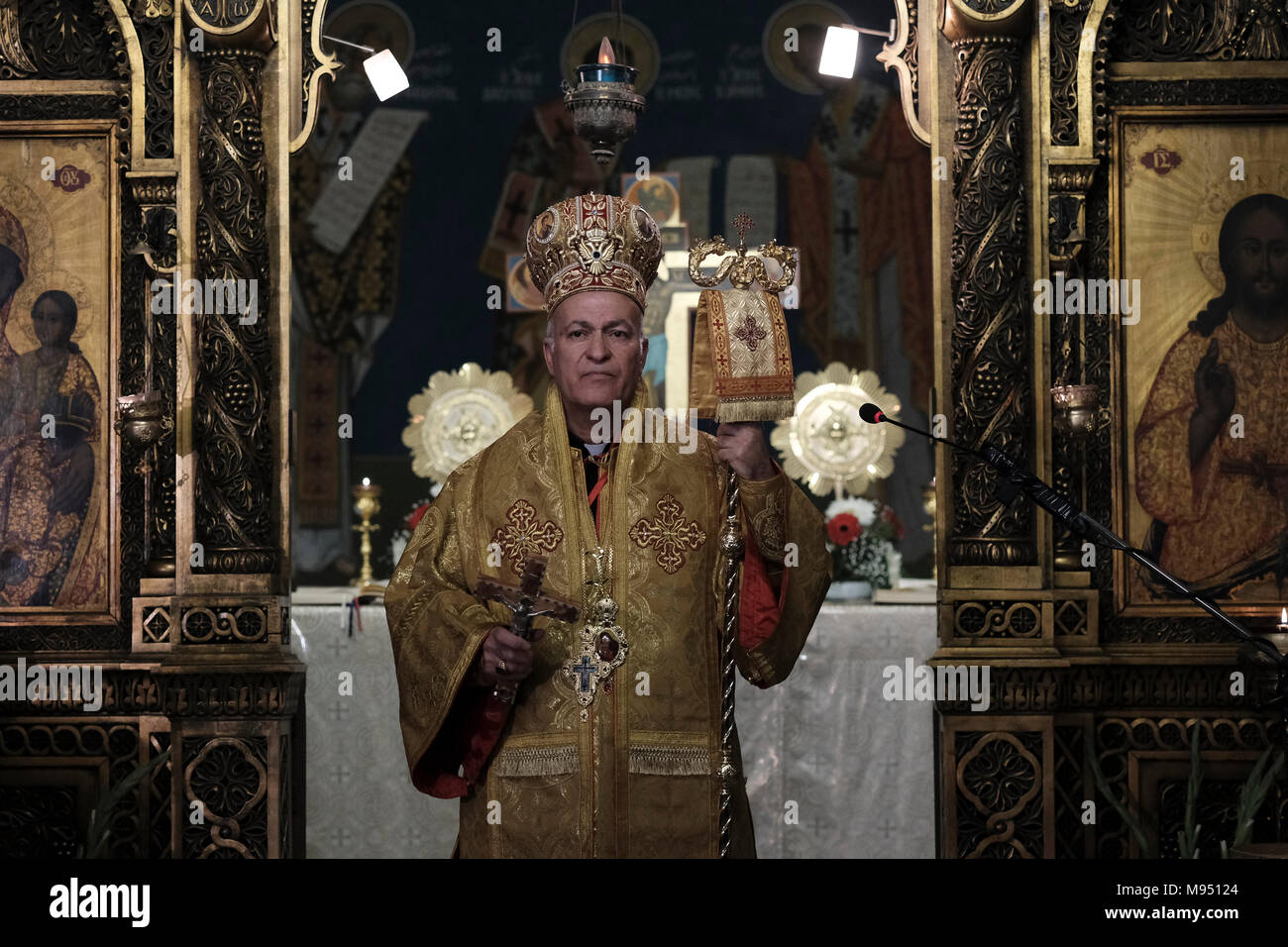 Jerusalem, Israel, 22nd March 2018, Archbishop Yaser Rasmi Hanna Al ...