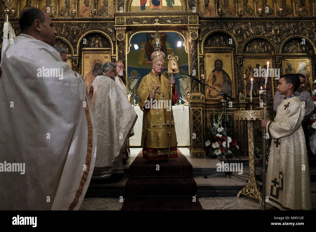 Jerusalem, Israel, 22nd March 2018, Archbishop Yaser Rasmi Hanna Al ...