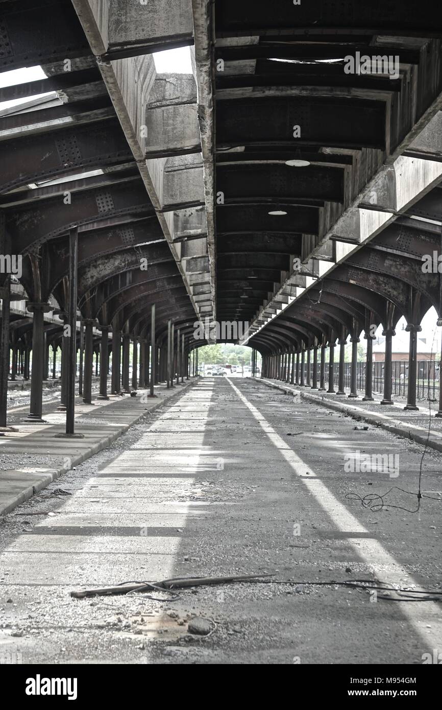 Jersey City, New Jersey, USA: The abandoned New Jersey Central Railroad ...