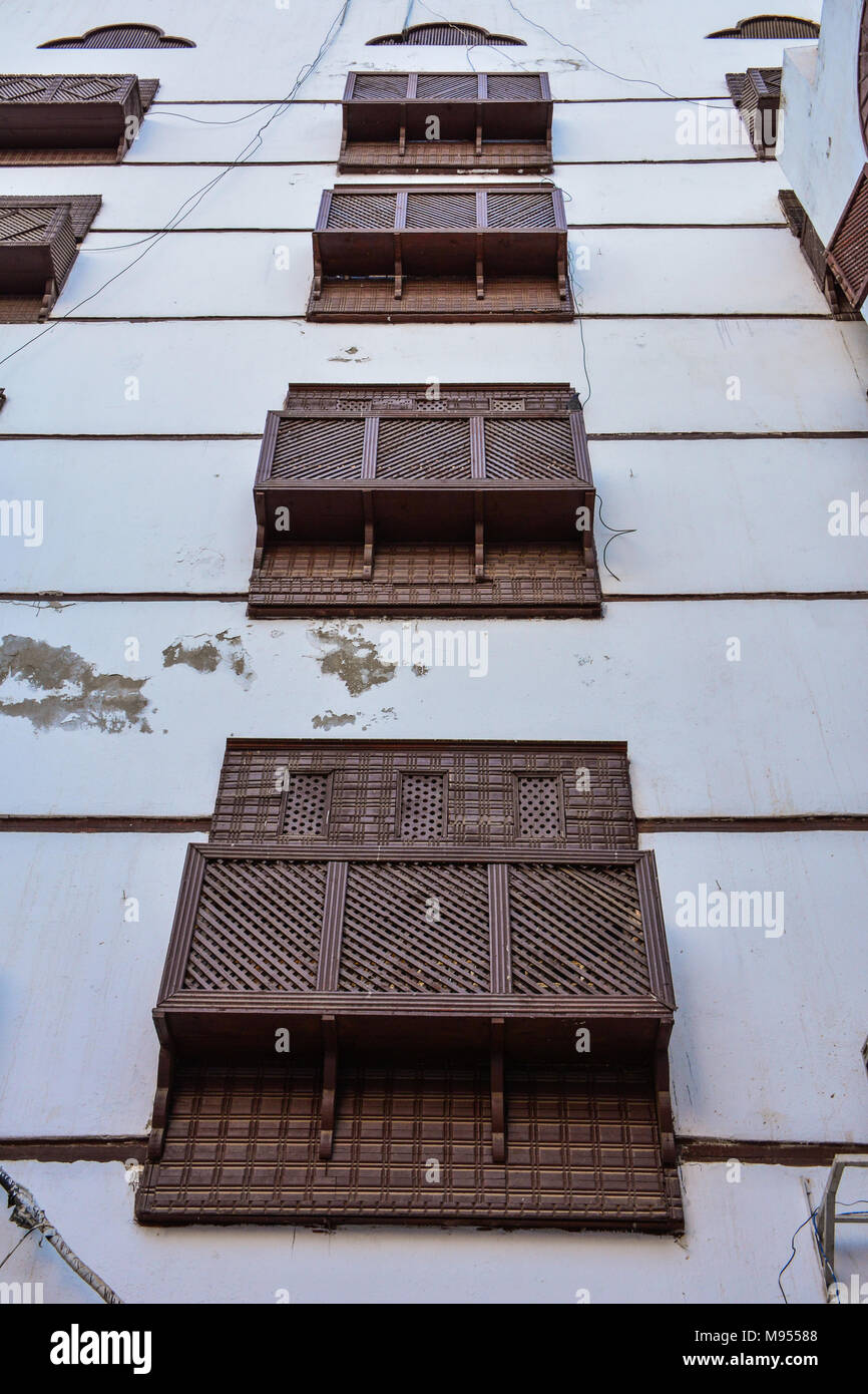old designed wooden windows in Unesco world heritage historic village ...