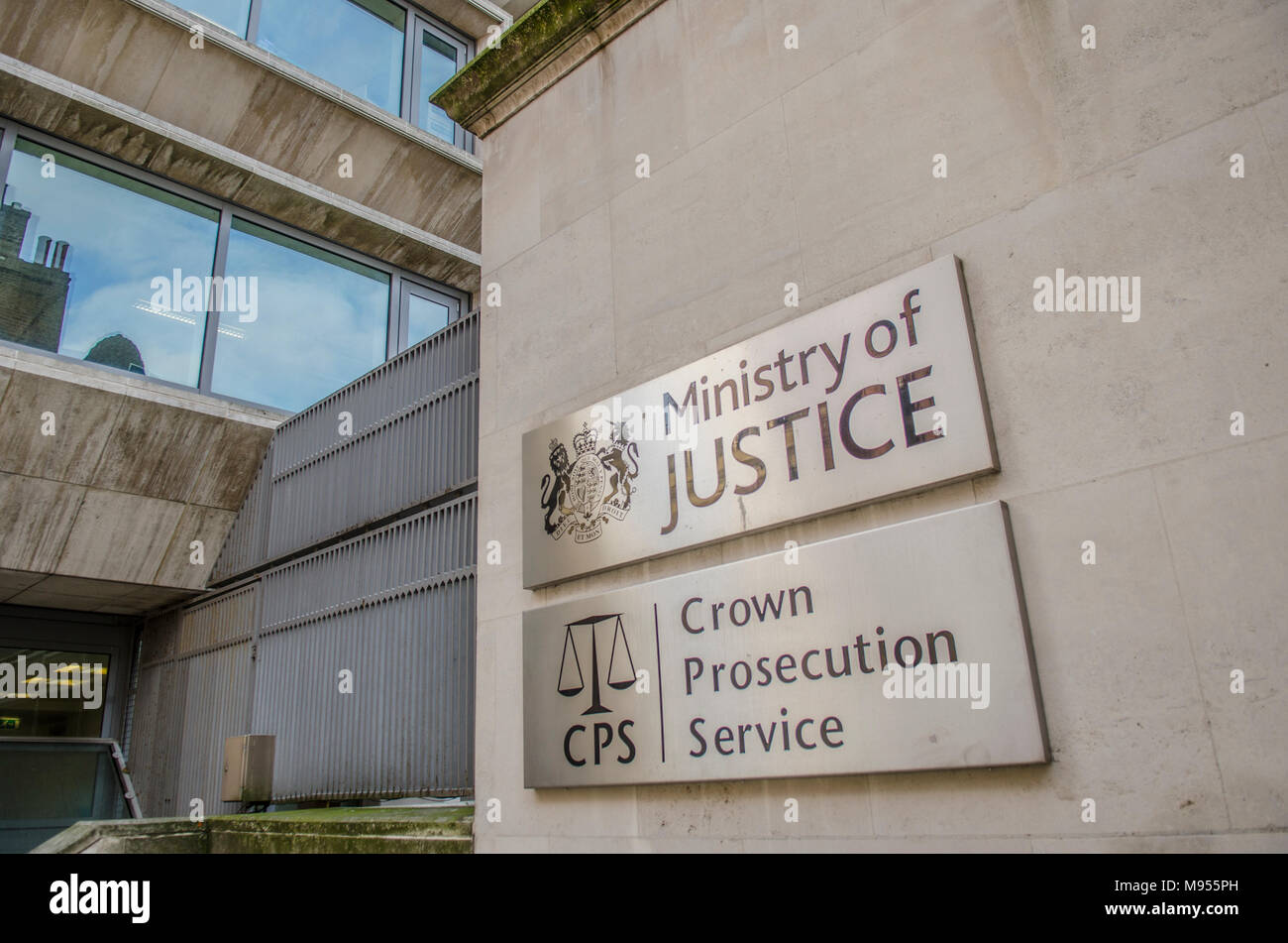 Ministry Of Justice & Crown Prosecution Service exterior signage Stock ...