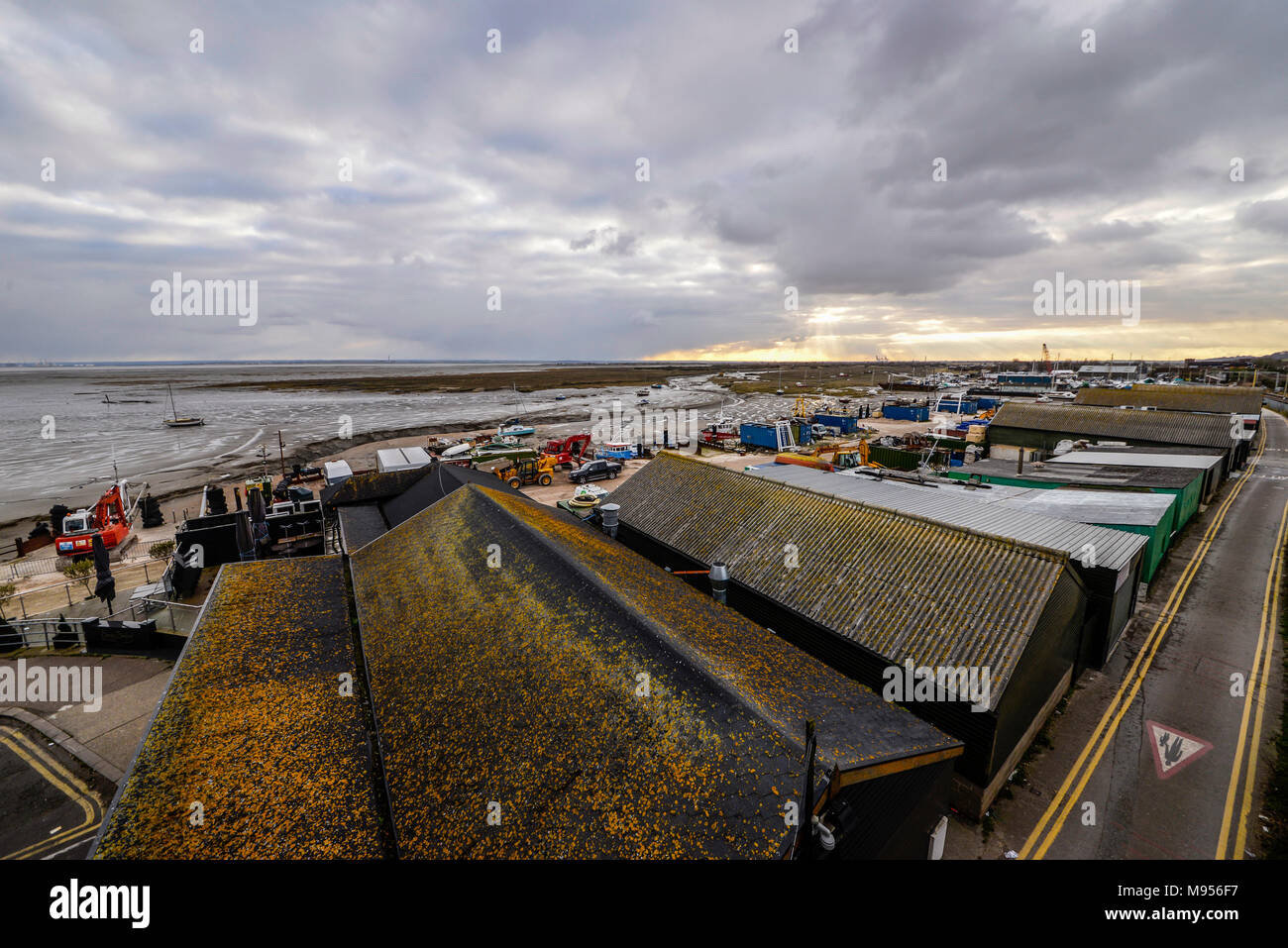 Cockle boats and cockle sheds of Leigh on Sea, Essex. Seafood landing ...