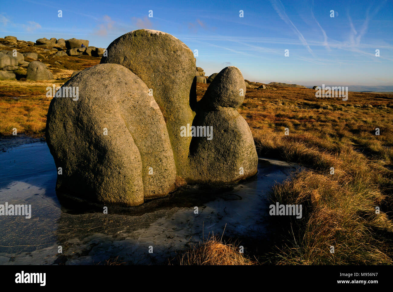 The Moat Stone and the Moon Stock Photo - Alamy