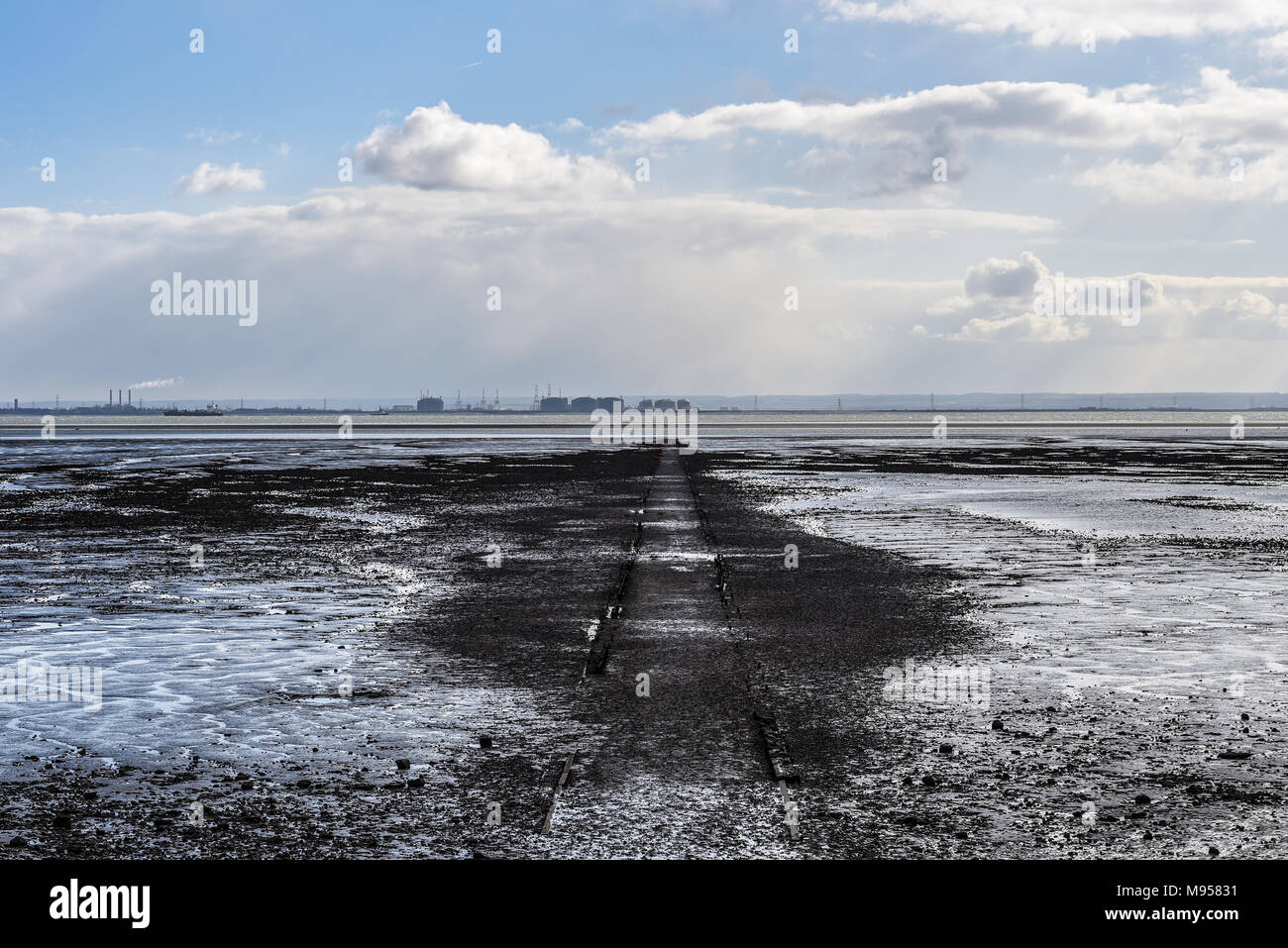 Causeway out to the Thames Estuary at Southend on Sea, Essex Stock ...