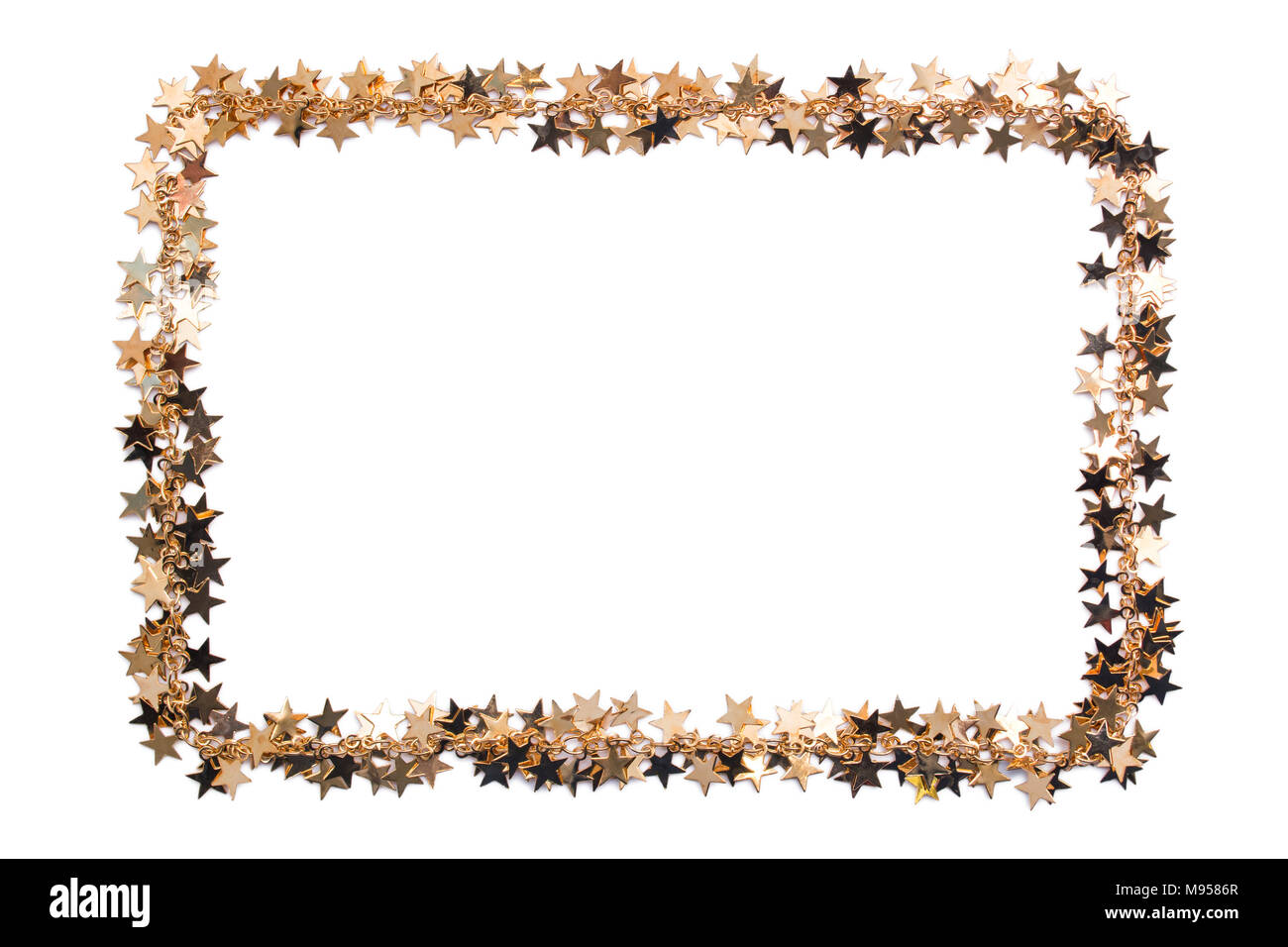 Frame of stars of confetti. Golden beads of shine stars. Festive decor ...