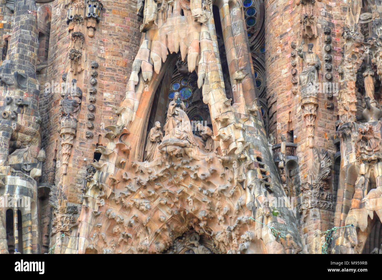 Famous Antonio Gaudi Sagrada Familia Cathedral, Tower close up Stock ...