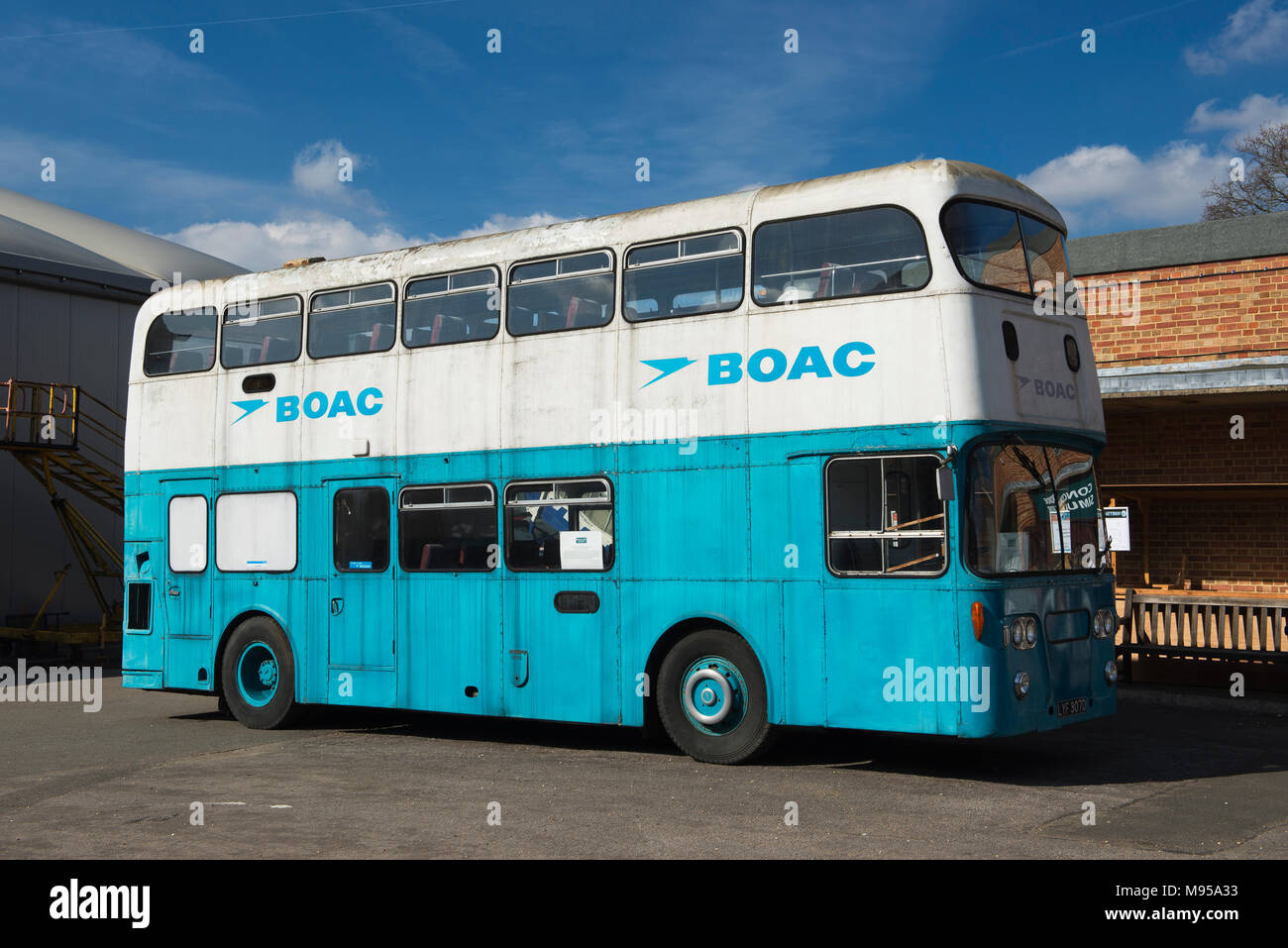A BOAC double decker bus at Brooklands Museum, Weybridge, Surrey ...