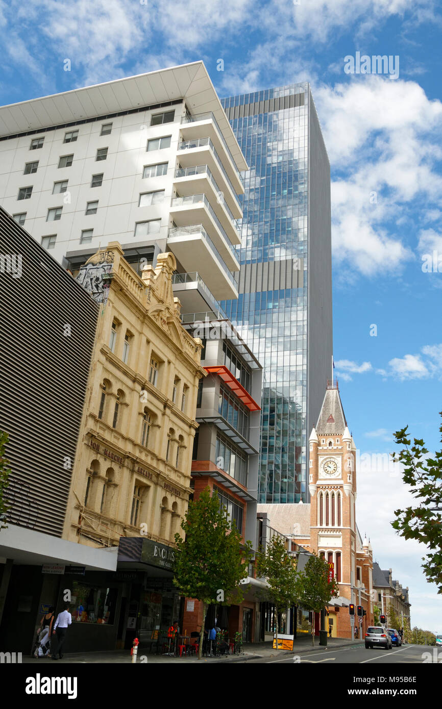Old and modern architecture in Barrack street, Perth, Western Australia ...