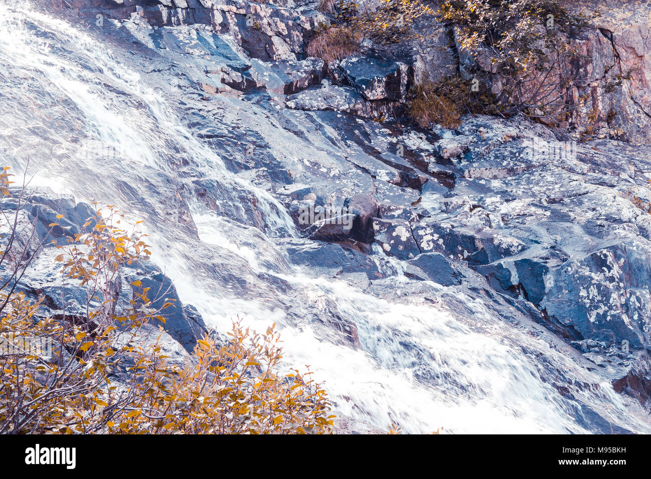 Mountain waterfall on a summer day Stock Photo - Alamy