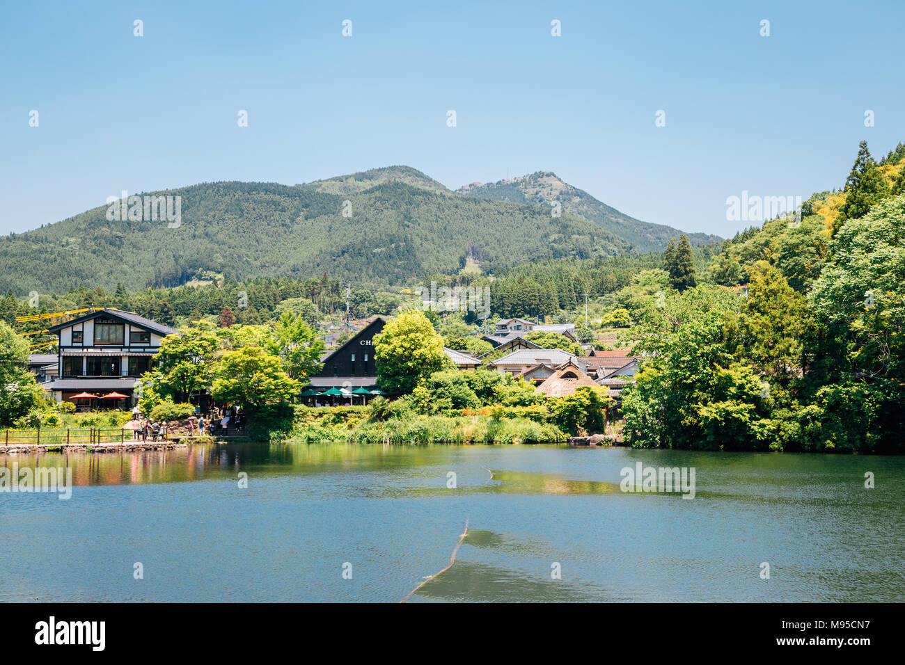 Yufuin Kinrinko, Kinrin lake and green forest in Japan Stock Photo - Alamy