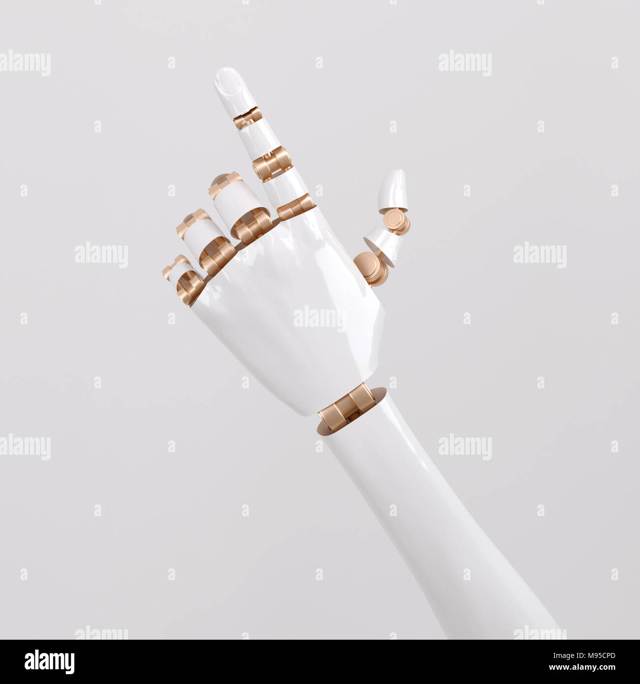 3D rendering concept of a robotic mechanical arm. thumbs up symbol of ...