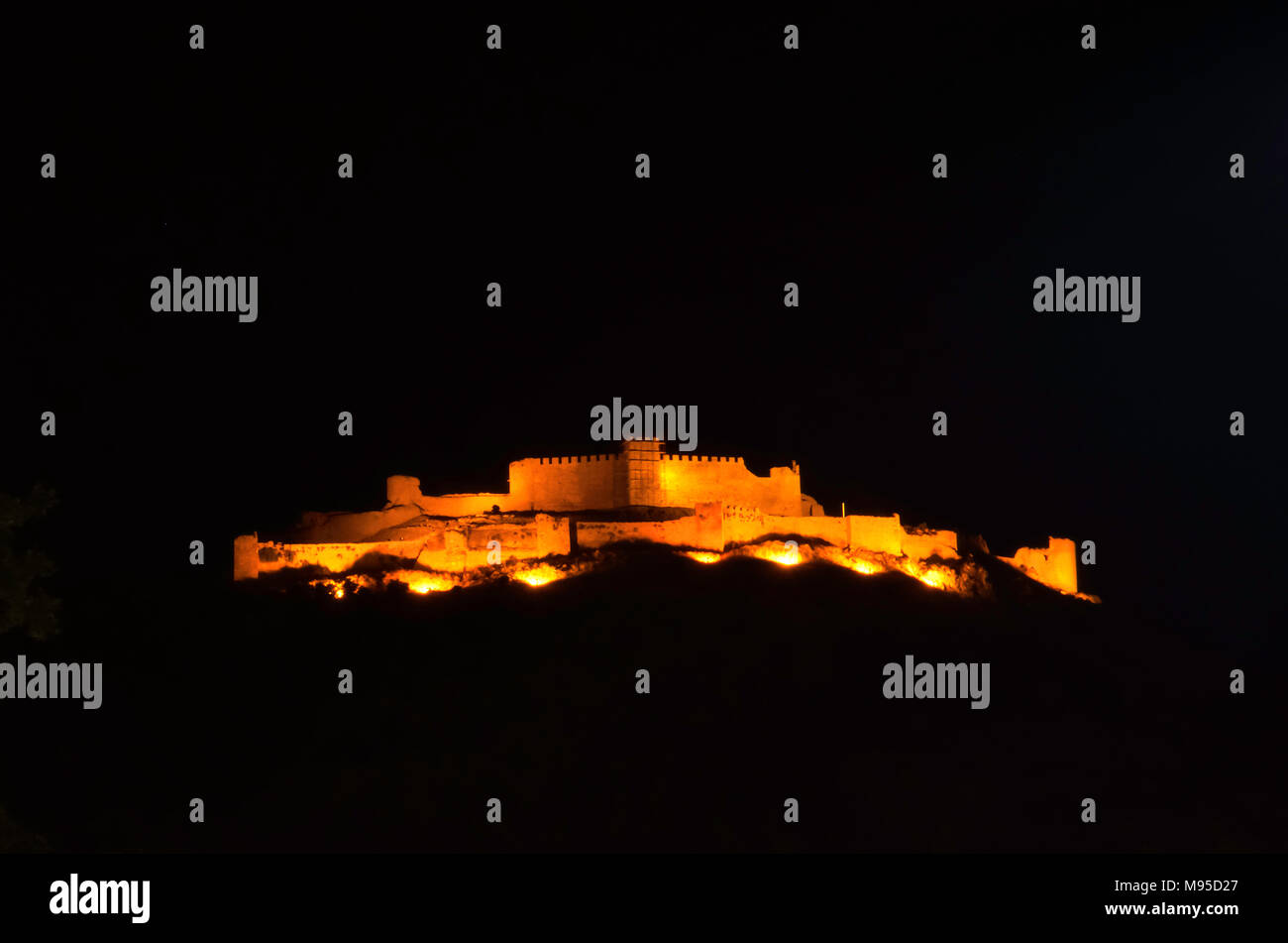 Castle of Argos or Larissa castle at night Stock Photo - Alamy