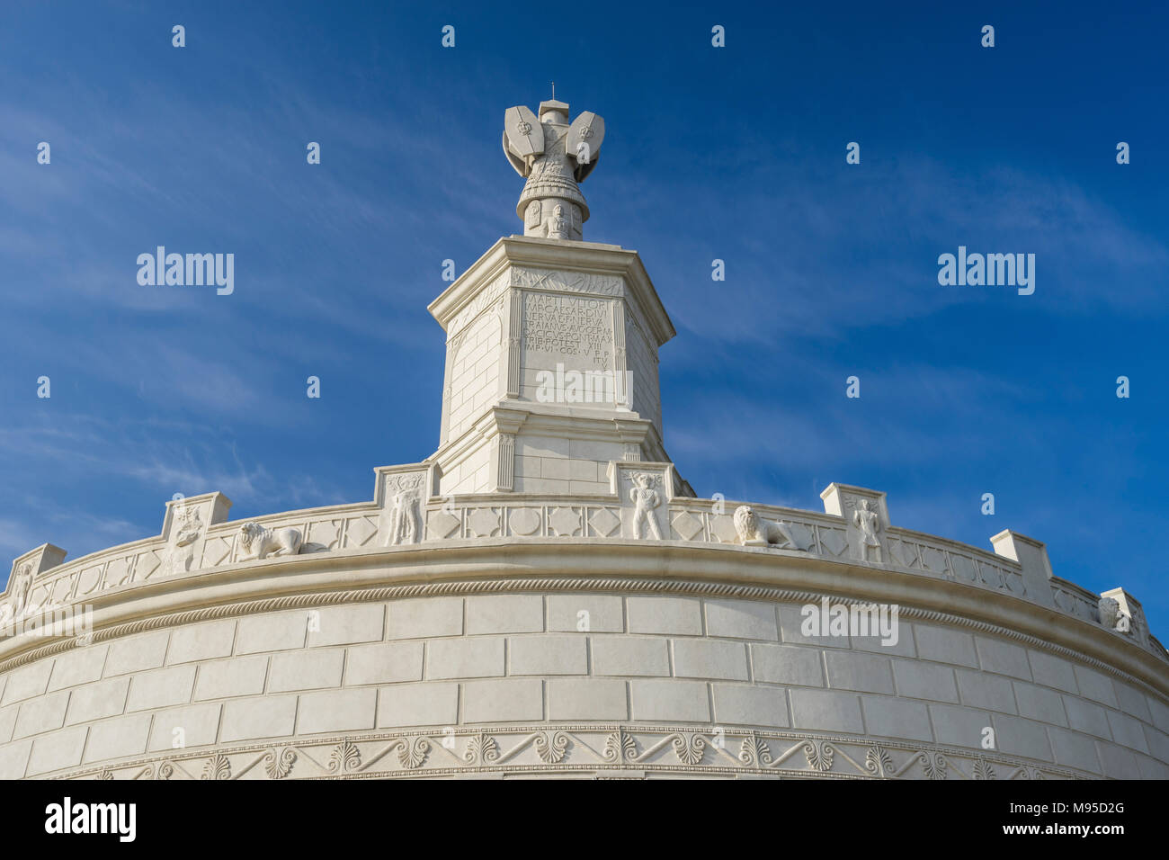 lettering on top of the monument Tropaeum Traiani, built to commemorate ...