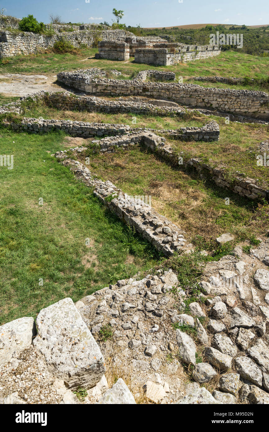 part of the stone walls of a medieval castle Cherven, Bulgaria Stock ...