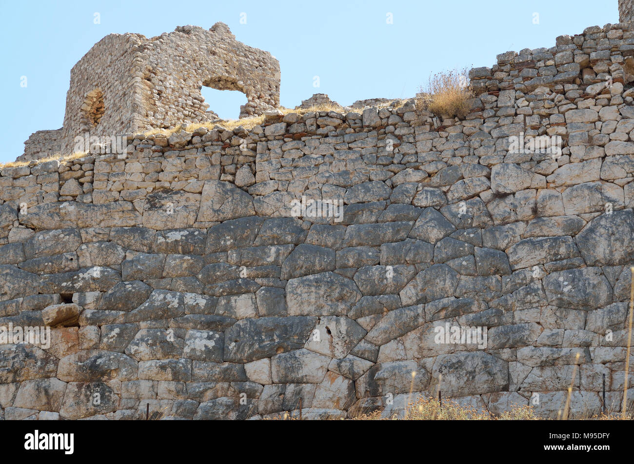 Details of the wall of castle of Argos or Larissa castle in Peloponnese ...