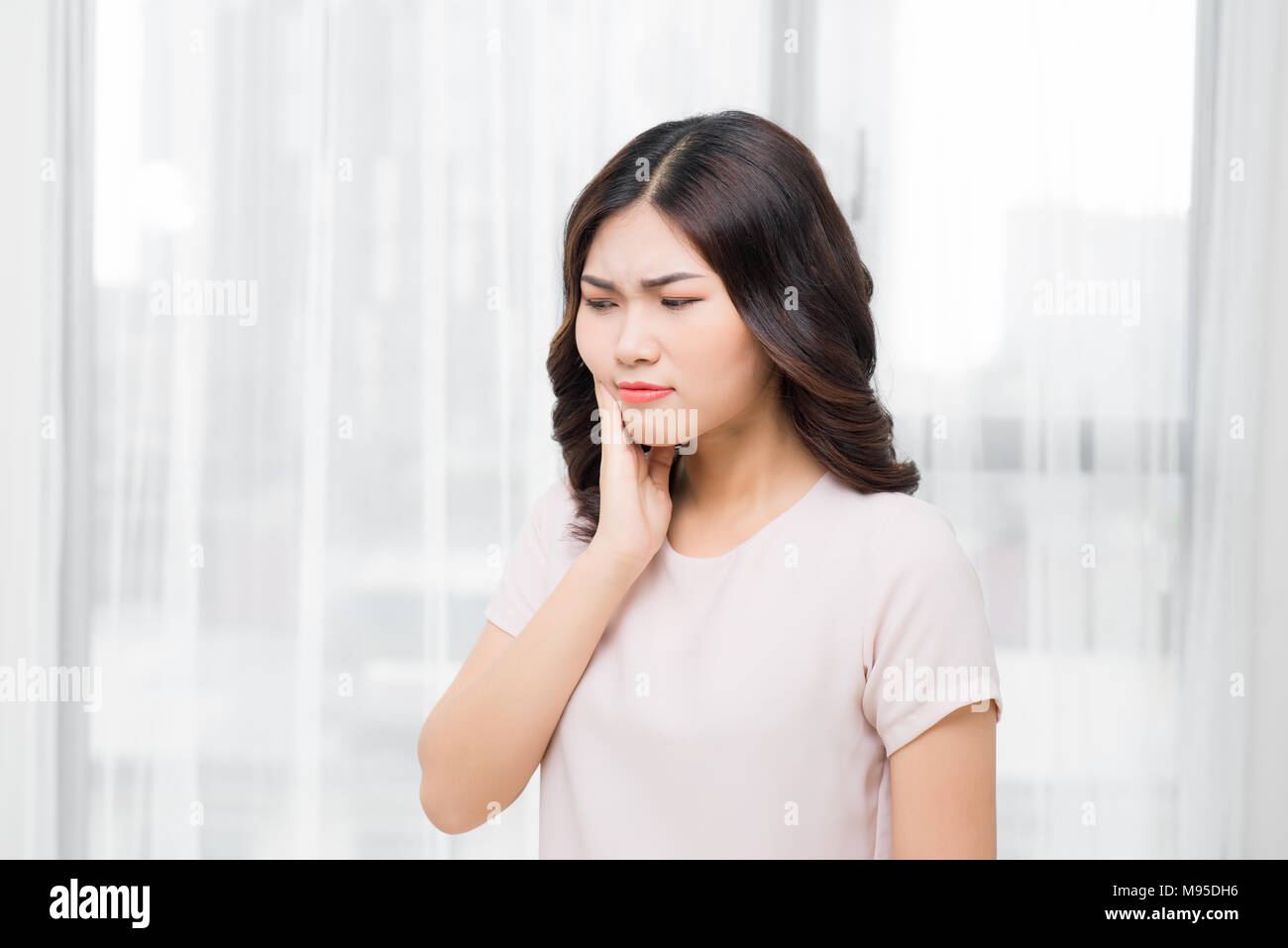 Teeth Problem. Woman Feeling Tooth Pain. Closeup Of Beautiful Sad Girl ...