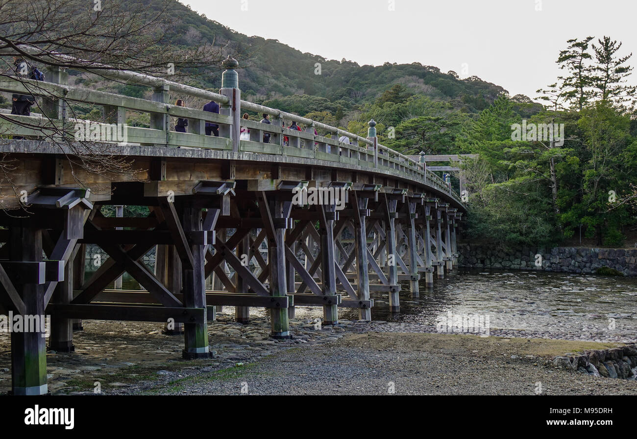 Mie, Japan - Mar 17, 2018. Uji Bridge of Ise Shrine (Ise Jingu) in Mie ...