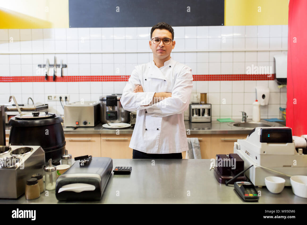 chef at fast food restaurant Stock Photo - Alamy