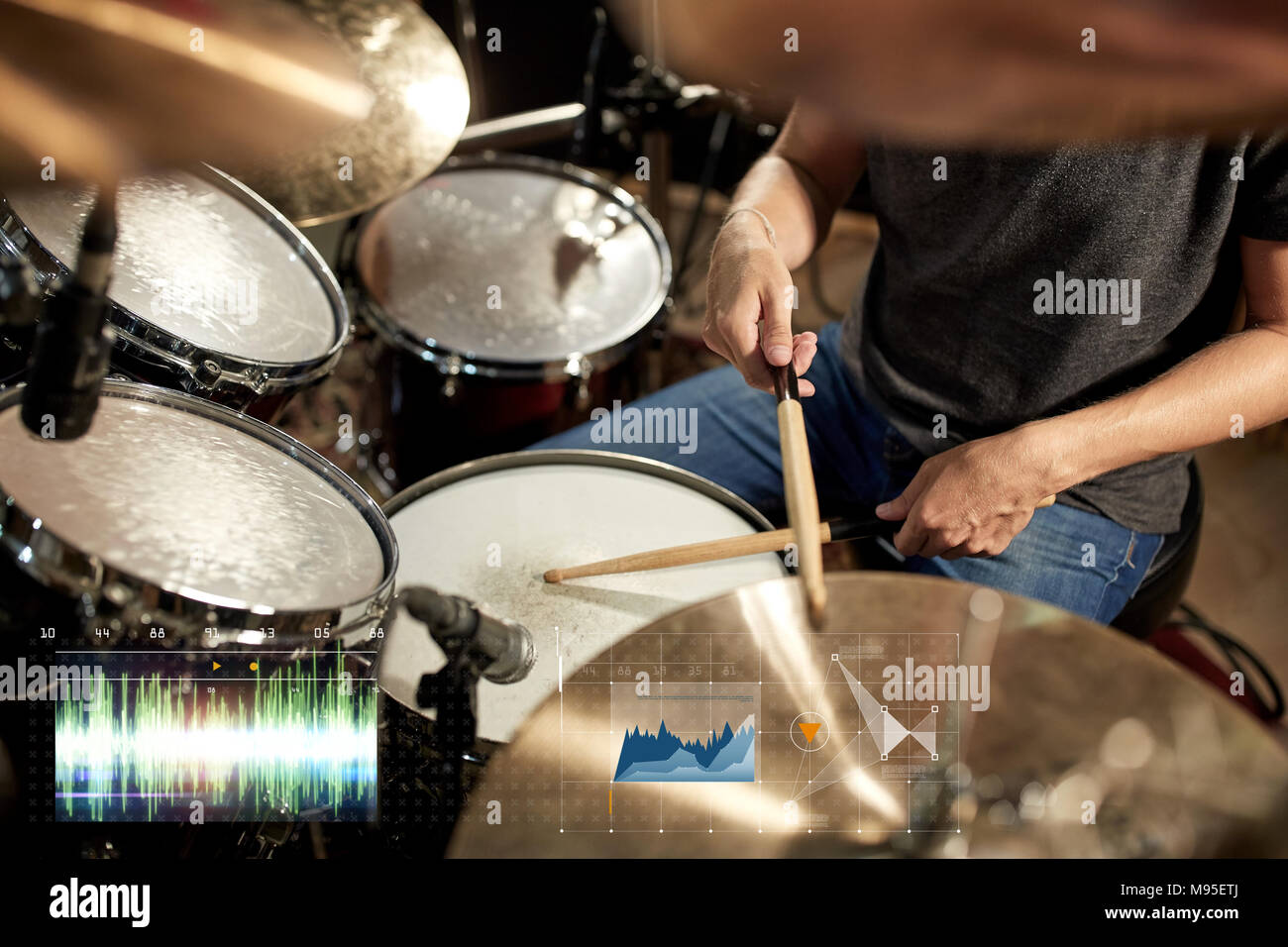 male musician playing drum kit at concert Stock Photo - Alamy