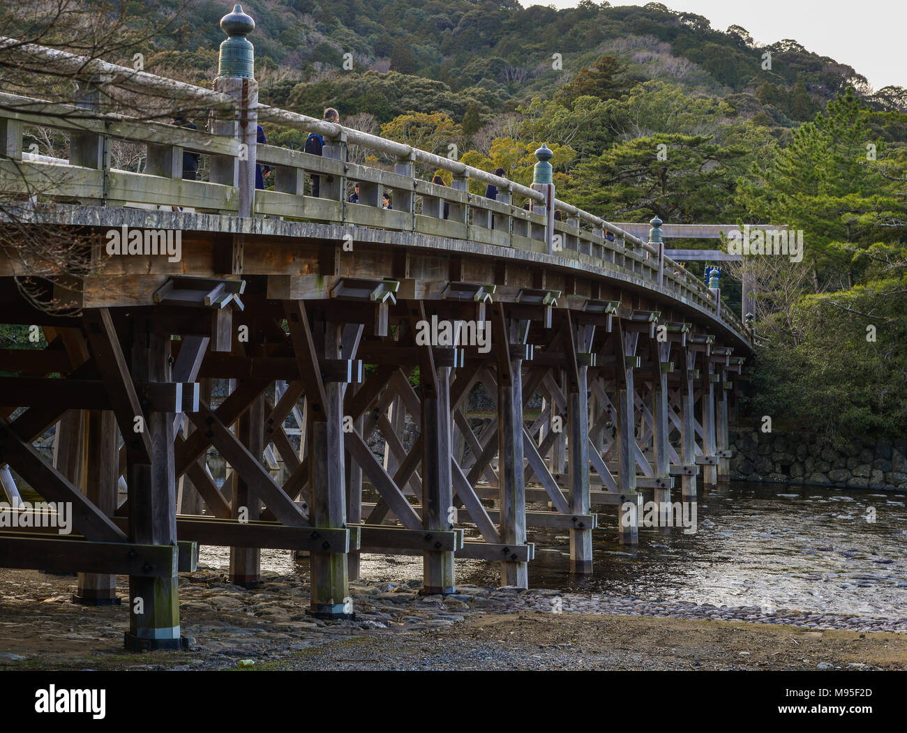 Mie, Japan - Mar 17, 2018. Uji Bridge of Ise Shrine (Ise Jingu) in Mie ...